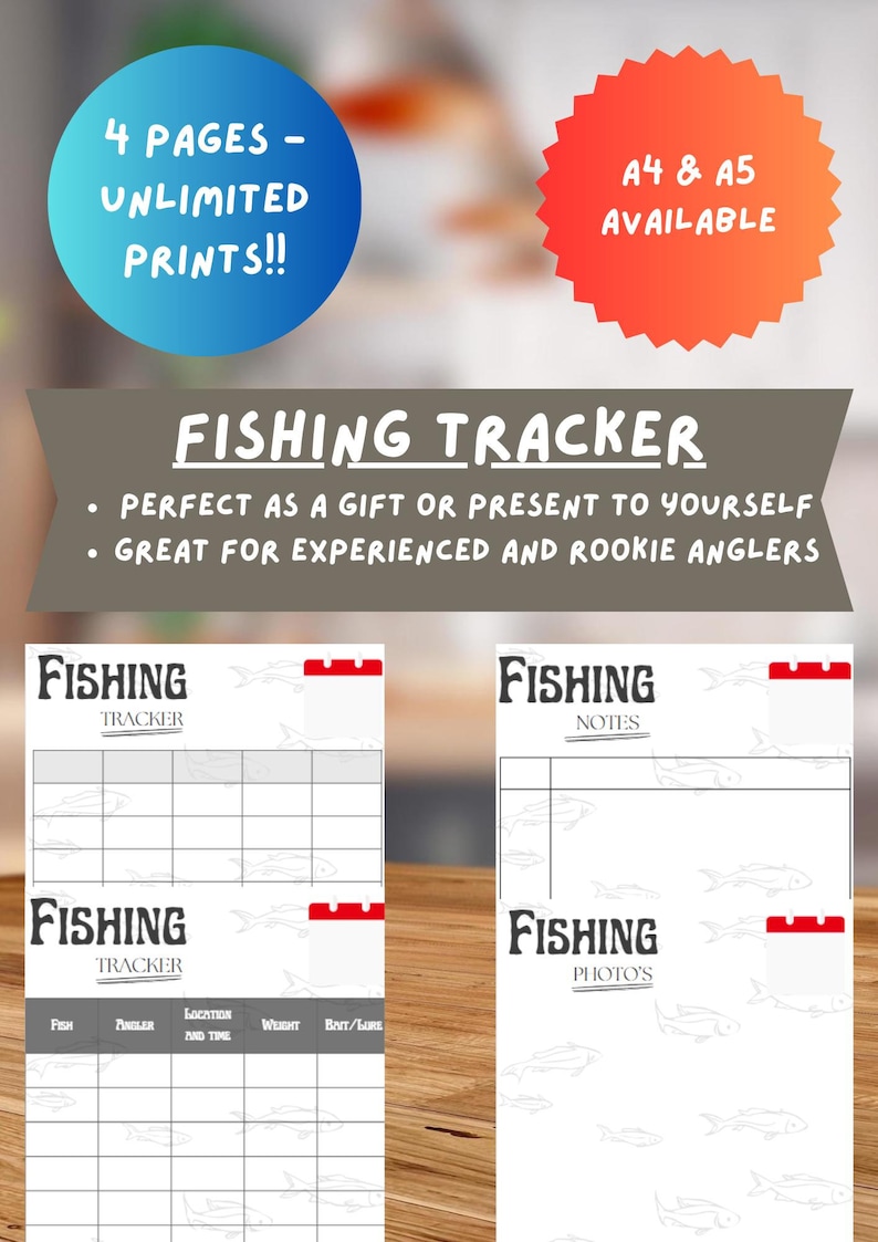 Fishing Tracker Printable , Fishing Log Book, Gifts for Him, Fishing ...