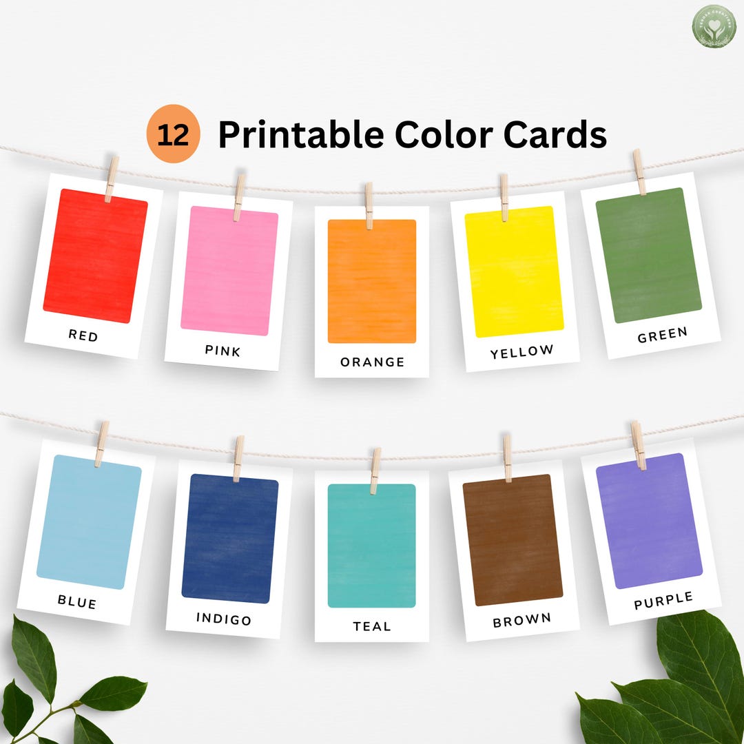 12 Color Flash Cards,homeschool Printable, Preschool, Montessori ...