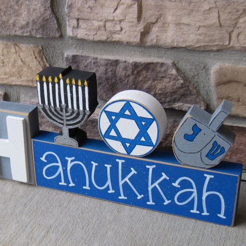 HANUKKAH BLOCKS With Menorah Jewish Star and Dreidel for - Etsy