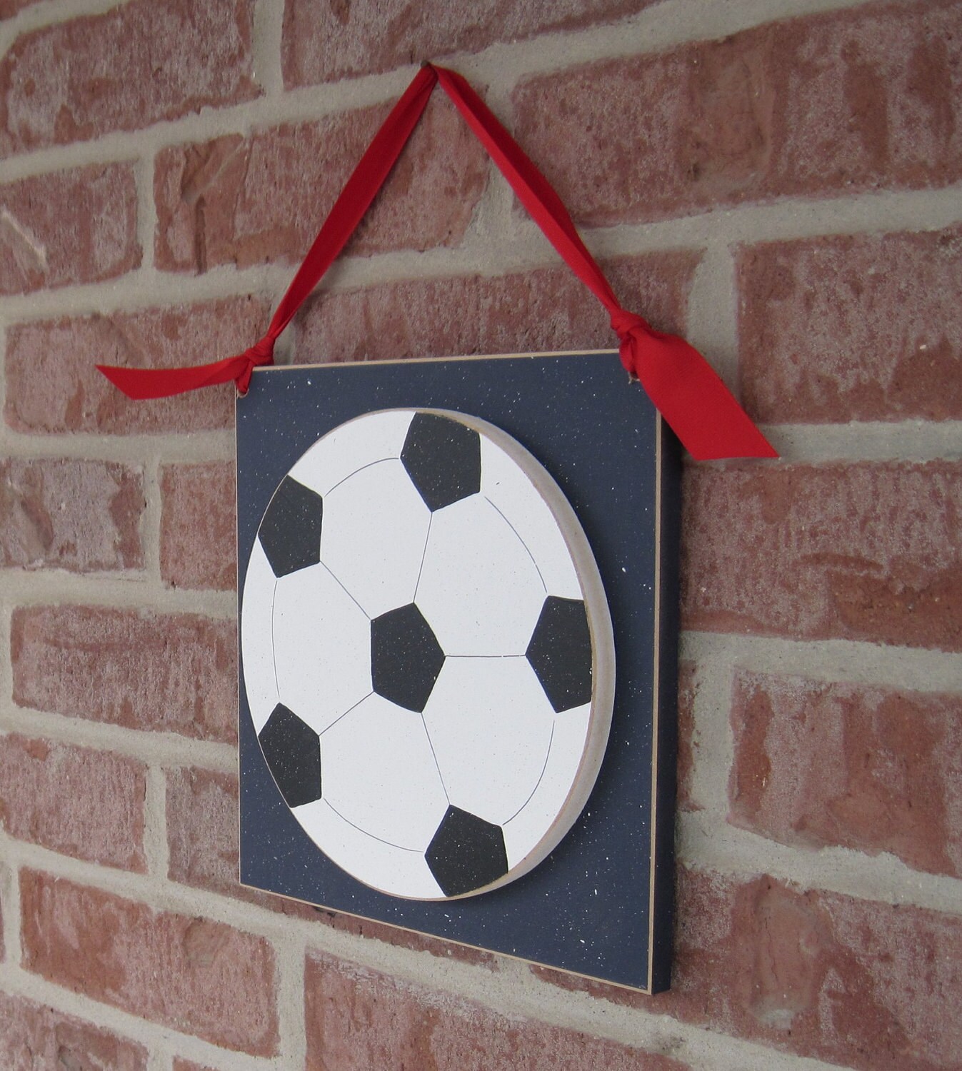 Large 10 Inch HANGING SOCCER BALL With Red Ribbon for Boy | Etsy