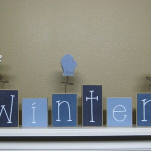 SEASON BLOCKS for Winter, Spring, Summer, Autumn, Fall,shelf, Mantle ...