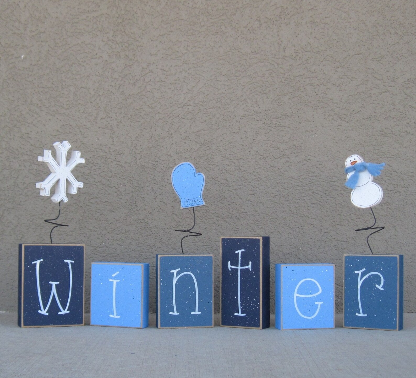 WINTER BLOCK SET for Shelf, Mantle, Office, Seasons, Home, and Holiday ...