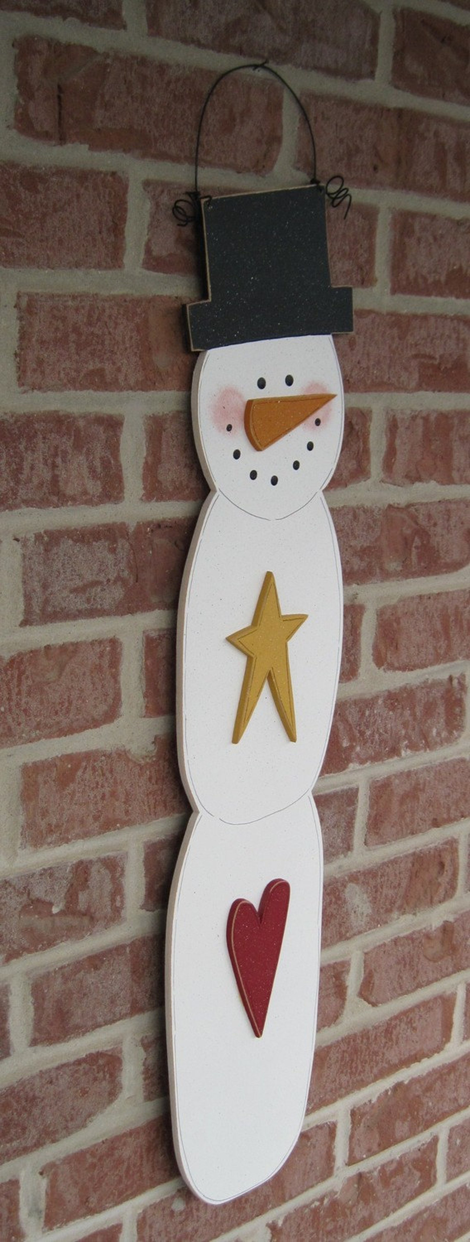 Handcrafted Long Hanging Snowman, Winter Door Decor - Etsy