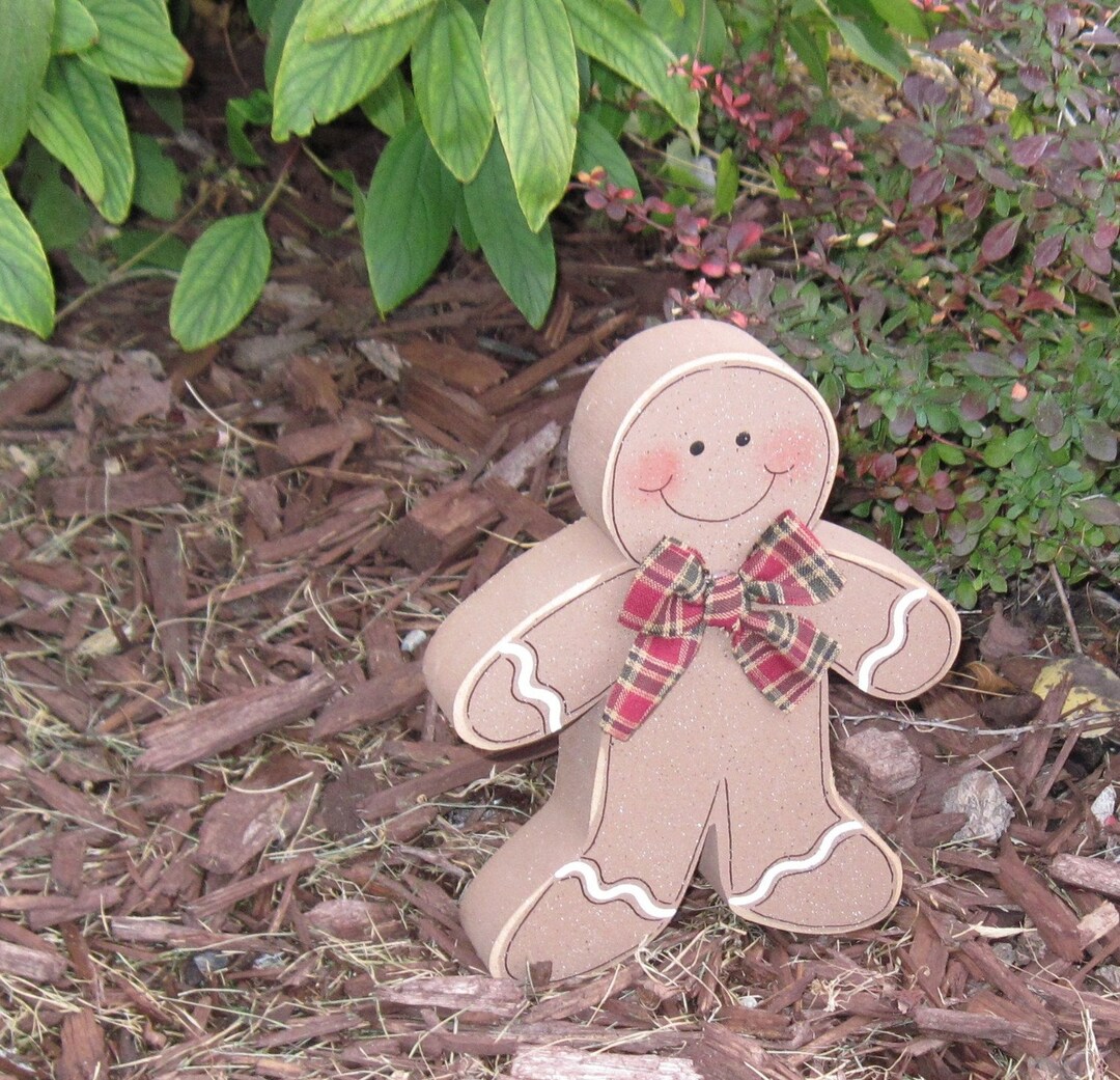 GINGERBREAD MAN BLOCK for Desk, Shelf, Mantle, Holiday, December, Xmas ...