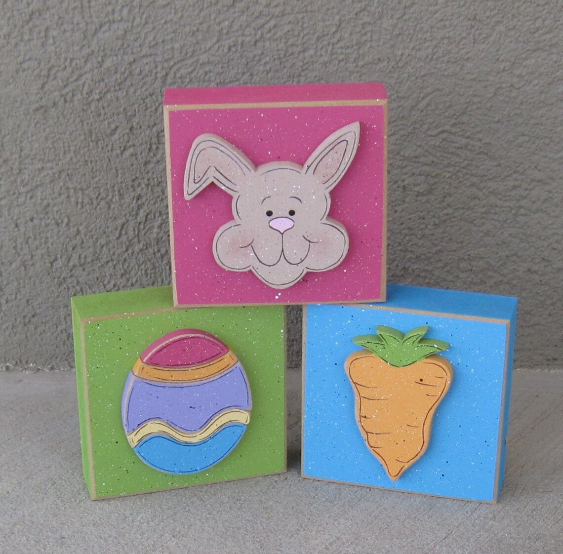 3 EASTER THEMED BLOCK Set for Easter, Spring and Home Decor - Etsy