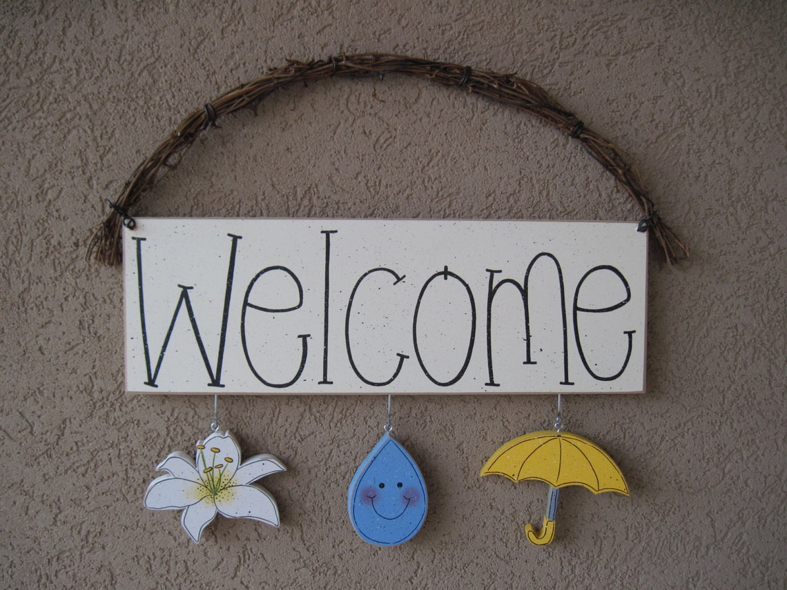 Welcome sign SPRING THEMED for wall and home decor | Etsy