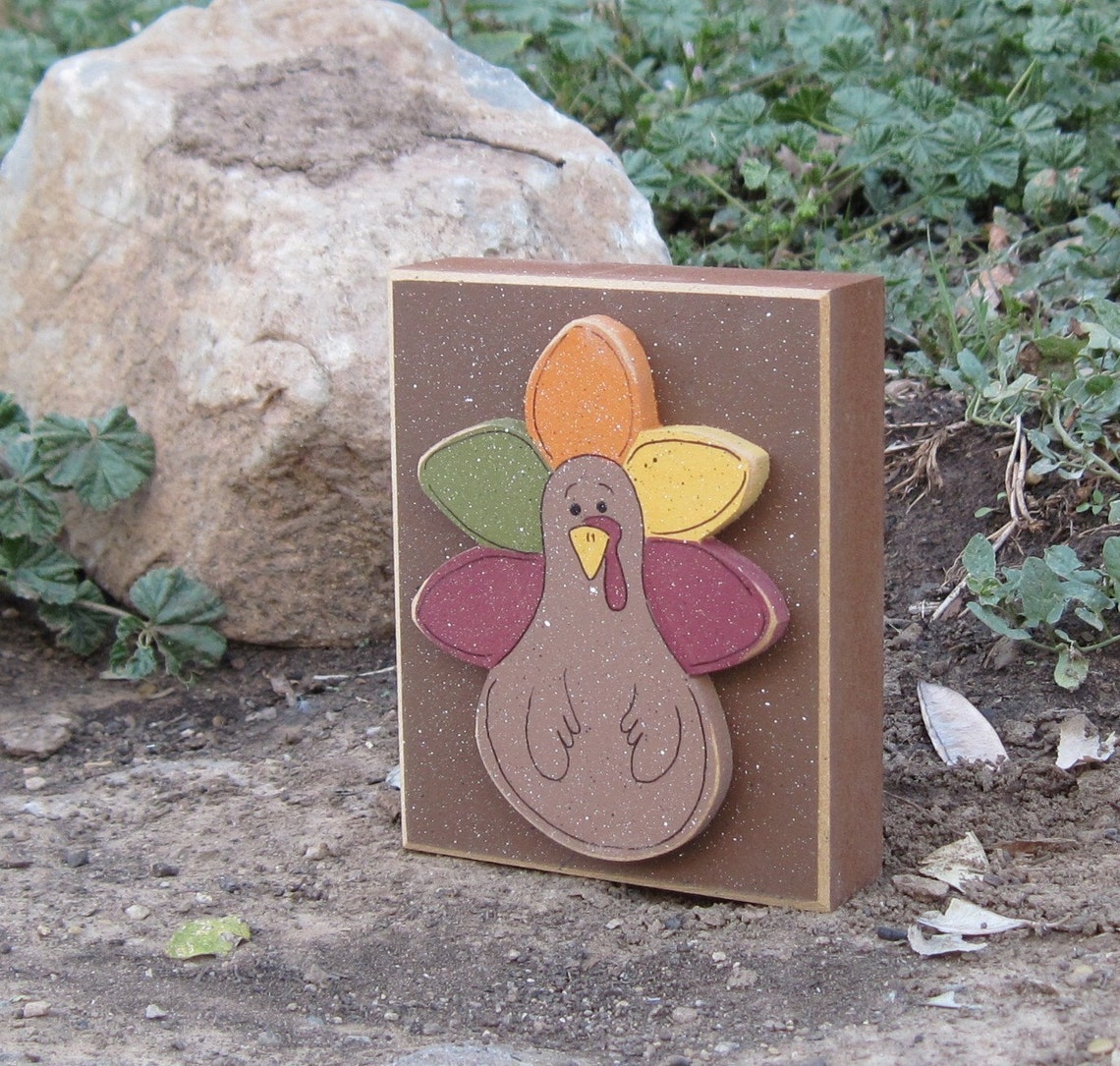 THANKSGIVING TURKEY BLOCK for Holiday Shelf Desk Office - Etsy