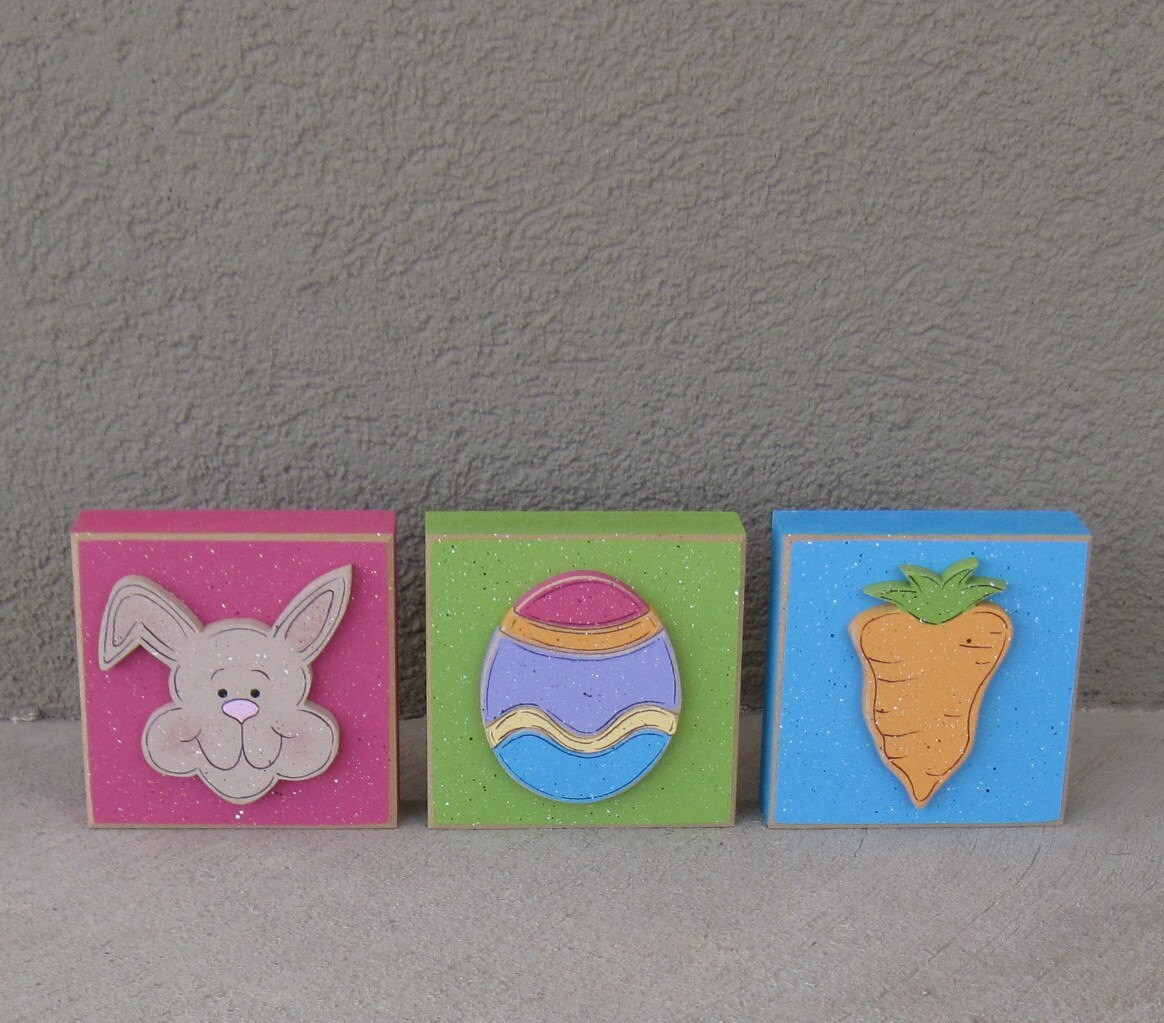3 EASTER THEMED BLOCK Set for Easter Spring and Home Decor - Etsy