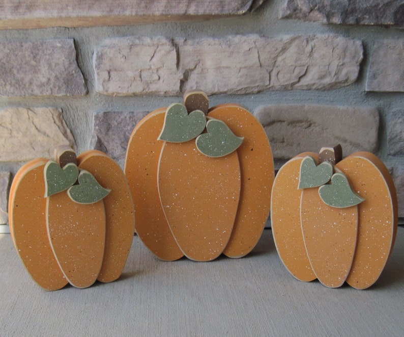 3 Free Standing Pumpkin Patch PUMPKINS Block Set for Fall | Etsy