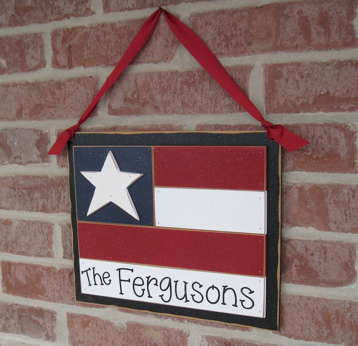Large PERSONALIZED HANGING FLAG With Ribbon for July 4th - Etsy