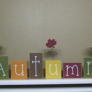 SEASON BLOCKS for Winter, Spring, Summer, Autumn, Fall,shelf, Mantle ...