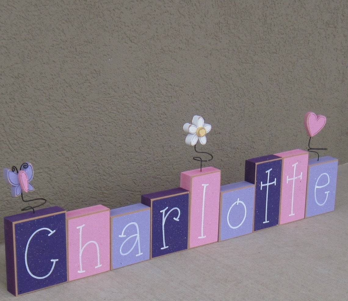 CUSTOM Name or Word BLOCKS for Children Home Desk Shelf - Etsy