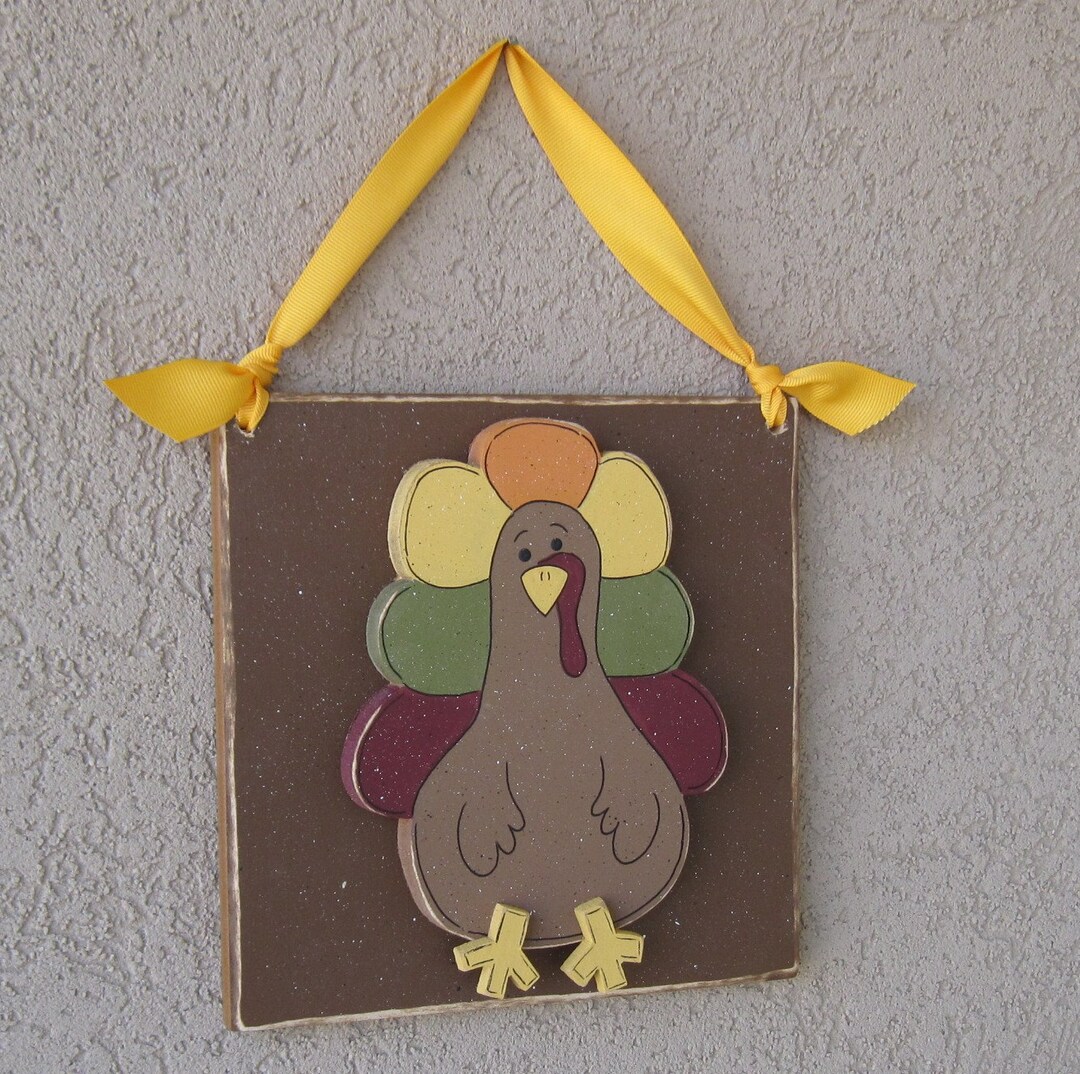 HANGING TURKEY With Ribbon for Thanksgiving Day, Wall, Door Hanger, and ...
