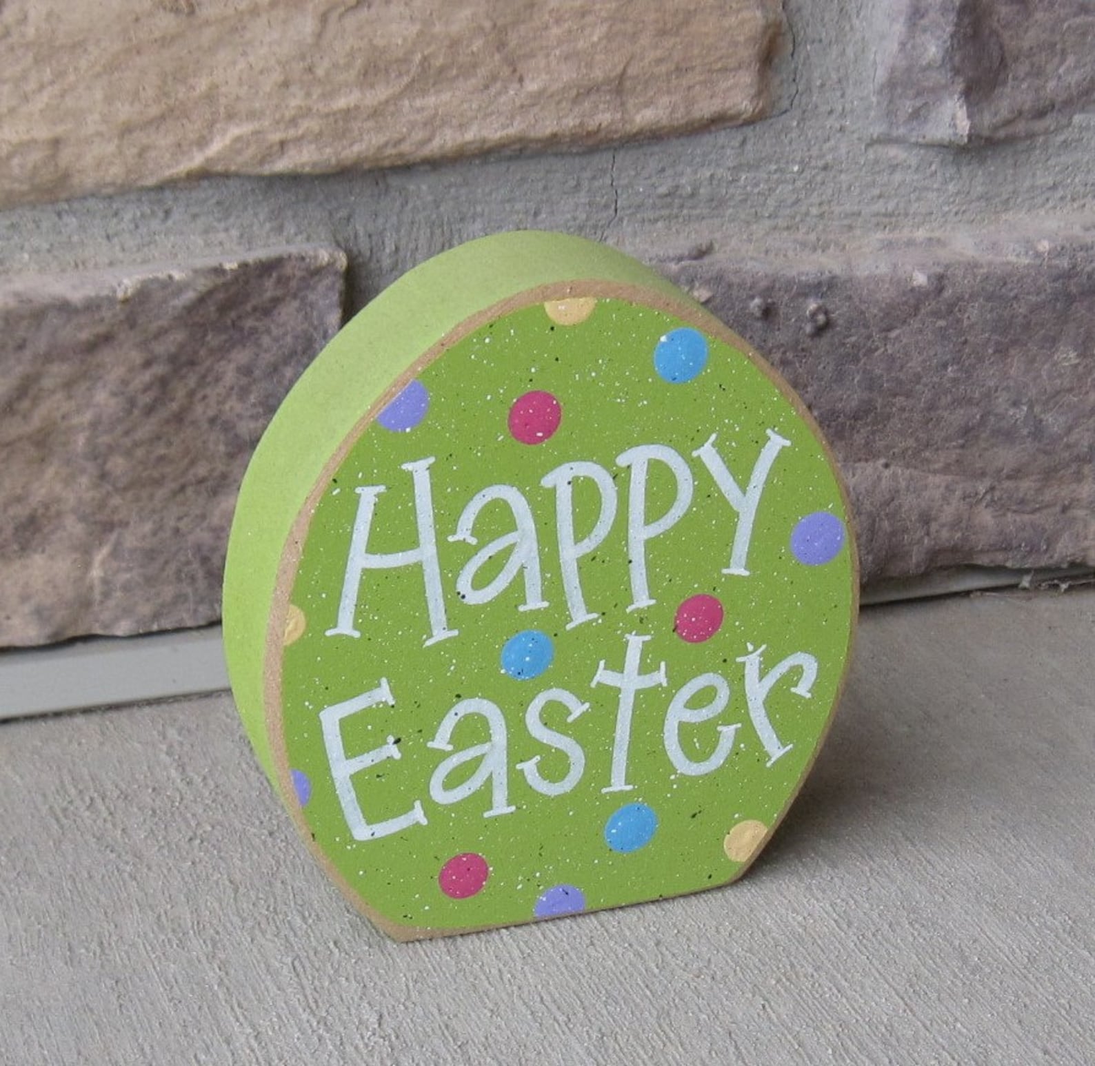 Lime Green Happy Easter Egg Shaped Block for Easter Shelf - Etsy