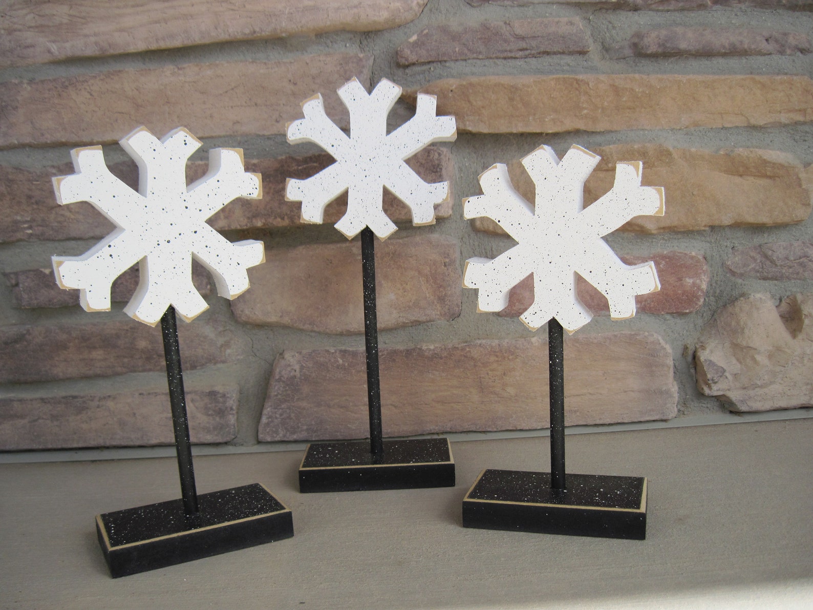 3 Tall Standing SNOWFLAKE THEMED Block SET for Winter Decor - Etsy