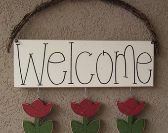 WELCOME SIGN poppies for Wall and Home Decor | Etsy