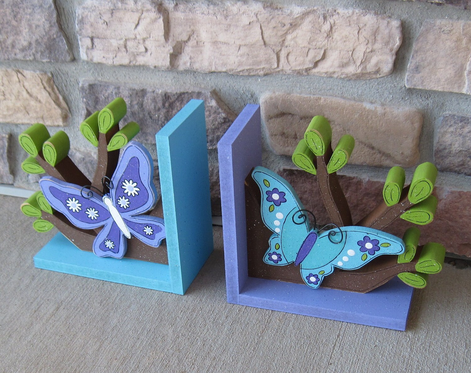 Butterfly and Branches Bookends for Children Library | Etsy