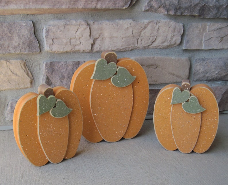 3 Free Standing Pumpkin Patch PUMPKINS Block Set for Fall | Etsy