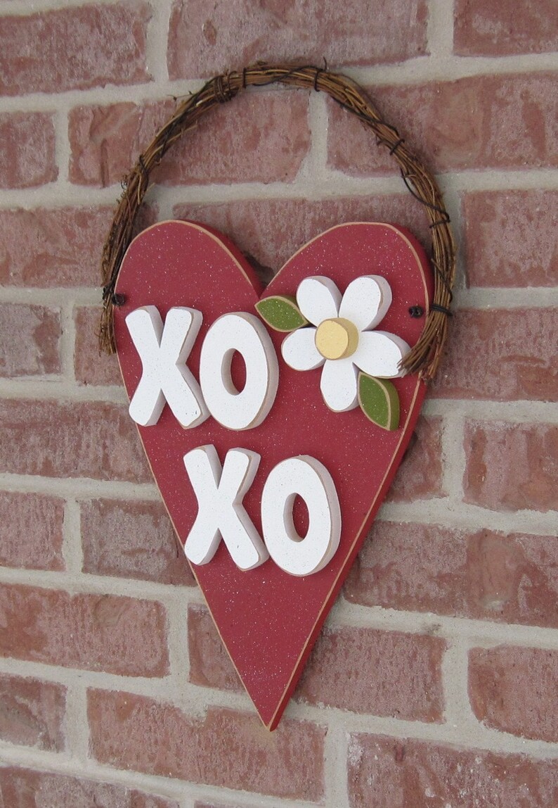 RED HANGING HEART Xoxo for Valentine February Door and Home - Etsy