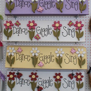 Dance-giggle-sing Sign for Girl and Home Decor With Pink Flowers - Etsy