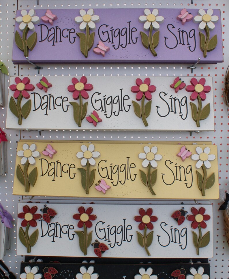 Dance-giggle-sing Sign for Girl and Home Decor With Pink Flowers - Etsy