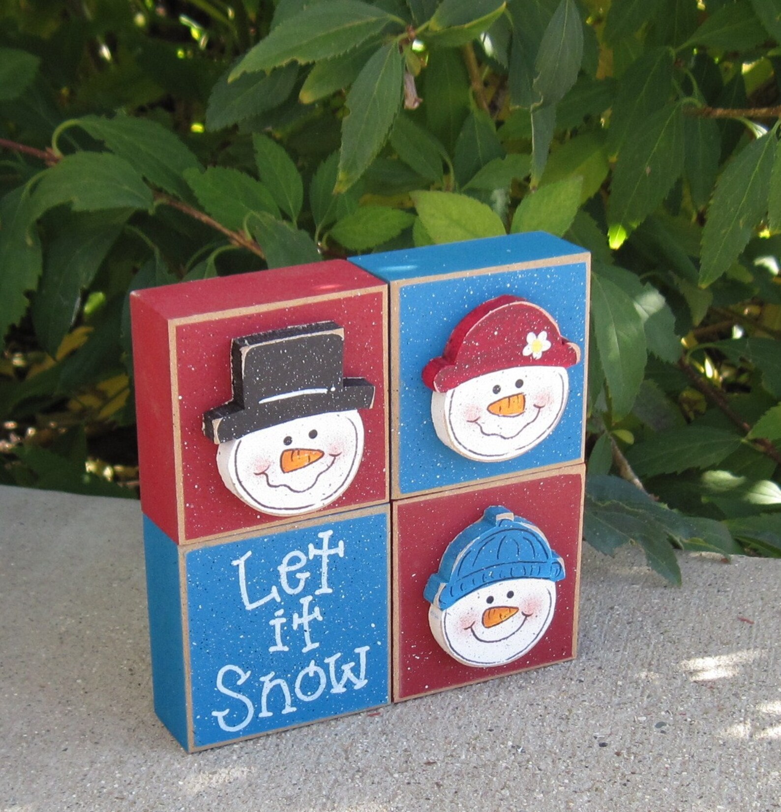4 BLOCK Let It Snow SNOWMAN SET for Desk Shelf Mantle - Etsy