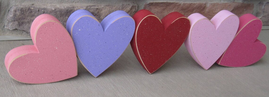 Free Standing HEARTS SET of 5 for Valentines Day and Home | Etsy