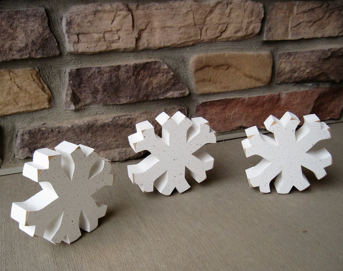 Set of 3 SNOWFLAKE BLOCKS for Winter Christmas Shelf Desk - Etsy