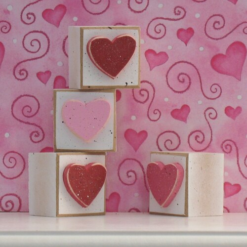 SQUARE BLOCK With Red HEART for Valentine and Home Decor - Etsy