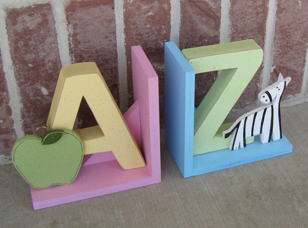A to Z Bookends for Children Library, Bookshelf, Apple, Zebra - Etsy