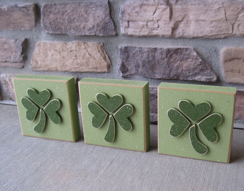 5 CLOVER or SHAMROCK Block SET of 3 for St. Patricks Day - Etsy
