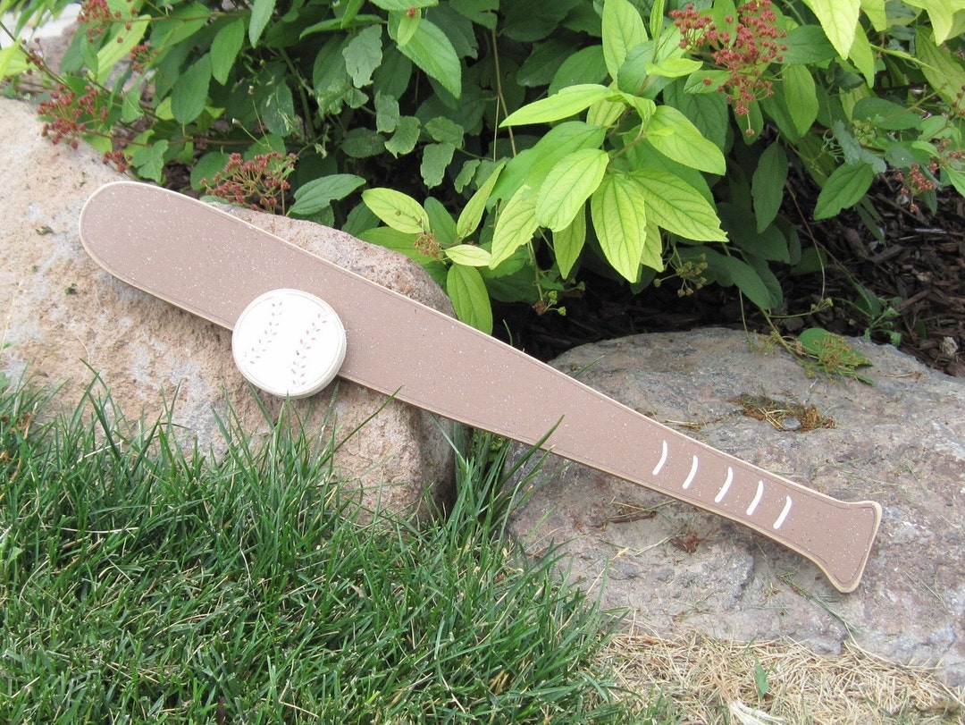 HANGING BAT With BASEBALL for Boy, Wall, Sports Theme Room, Man Cave ...