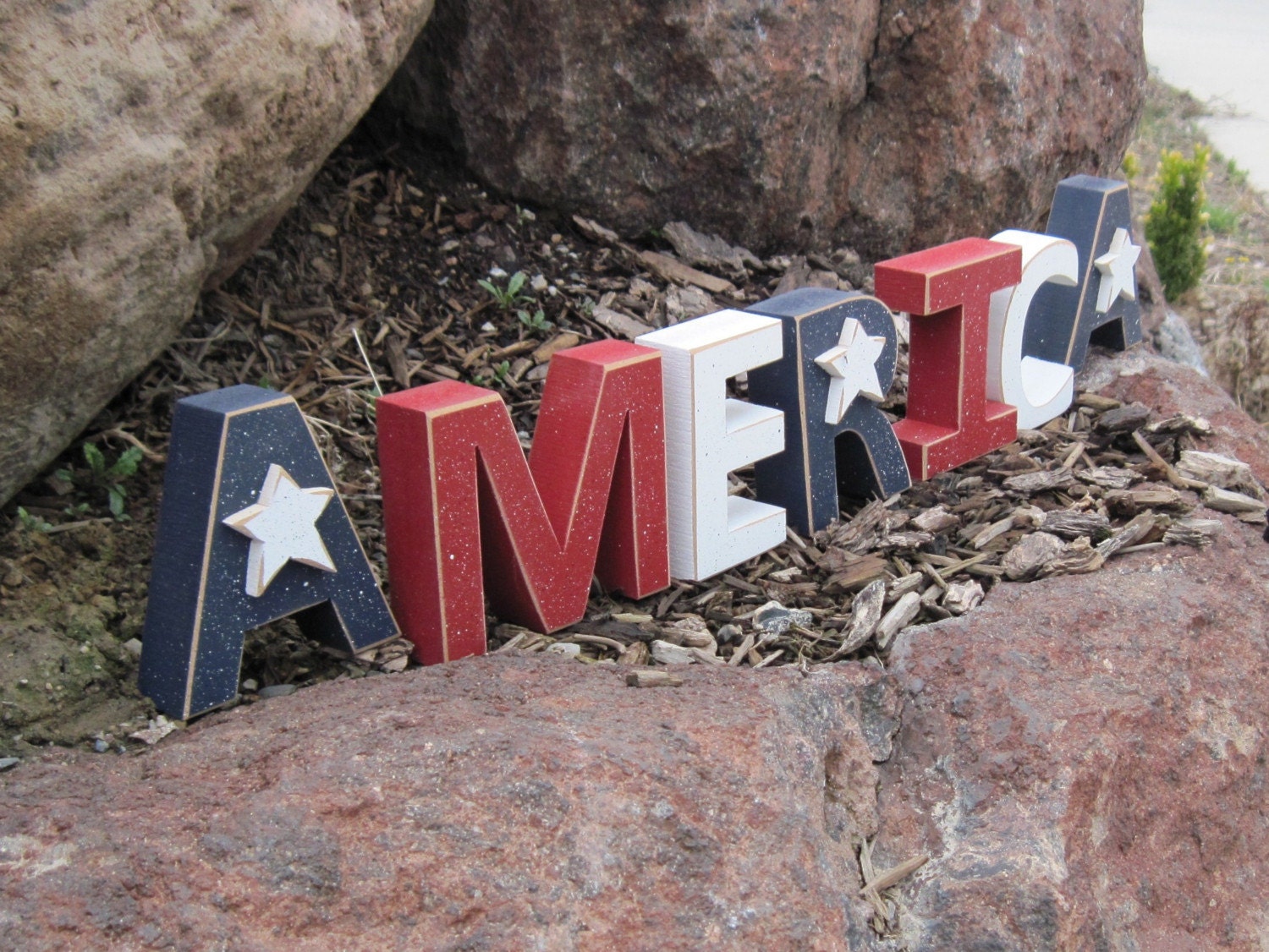 AMERICA BLOCKS for July 4th Shelf Desk and Americana Home - Etsy