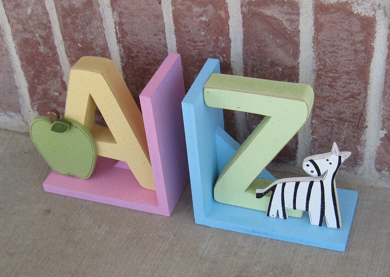 A to Z Bookends for Children Library, Bookshelf, Apple, Zebra - Etsy