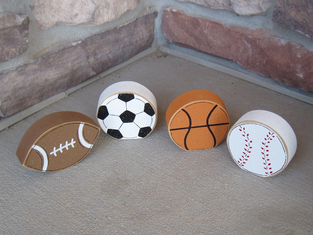Free Standing SPORTS BALL Themed Block Set for Boy Room, Man Cave ...