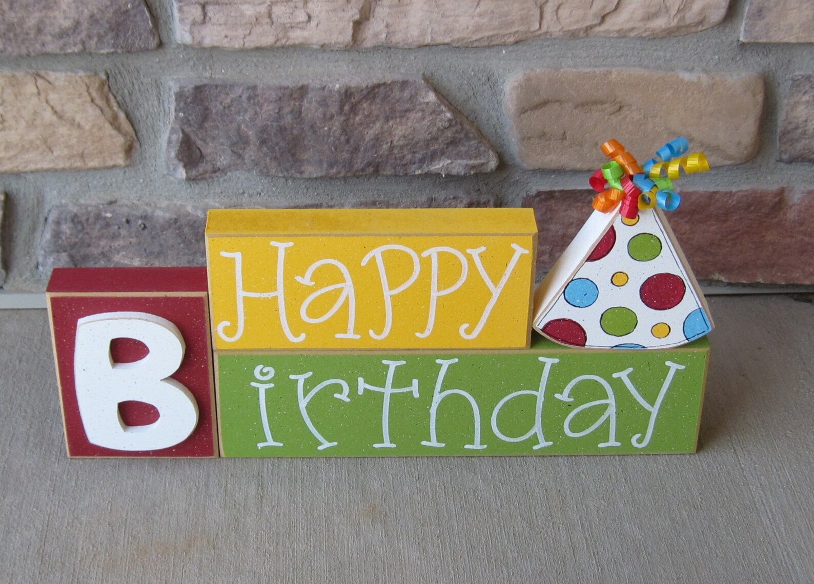 Handcrafted Happy Birthday Blocks, Party Decor With Hat - Etsy
