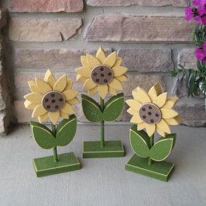 3 Tall Standing Sunflower Block Set for Spring Decor, Flower Decor ...