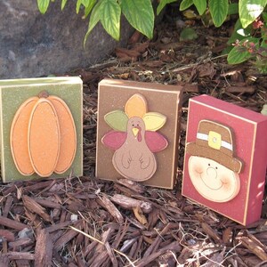 THANKSGIVING BLOCK SET for Harvest, Holiday, Shelf, Desk, Table, Office ...