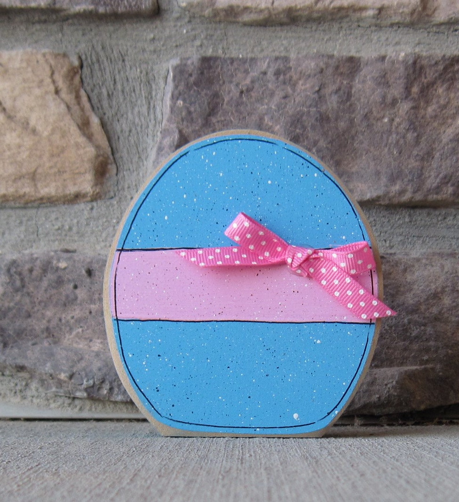 Aqua Blue and Pink Egg Shaped Block for Easter Shelf Desk | Etsy