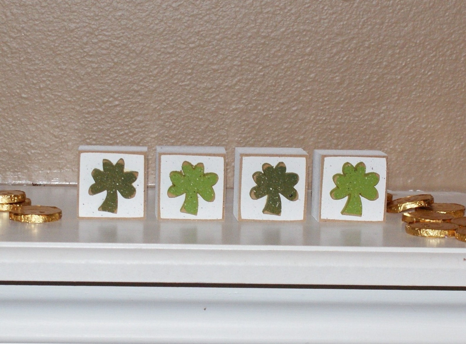 Square BLOCKS With Four CLOVERS for St. Patricks Day and Home Decor - Etsy