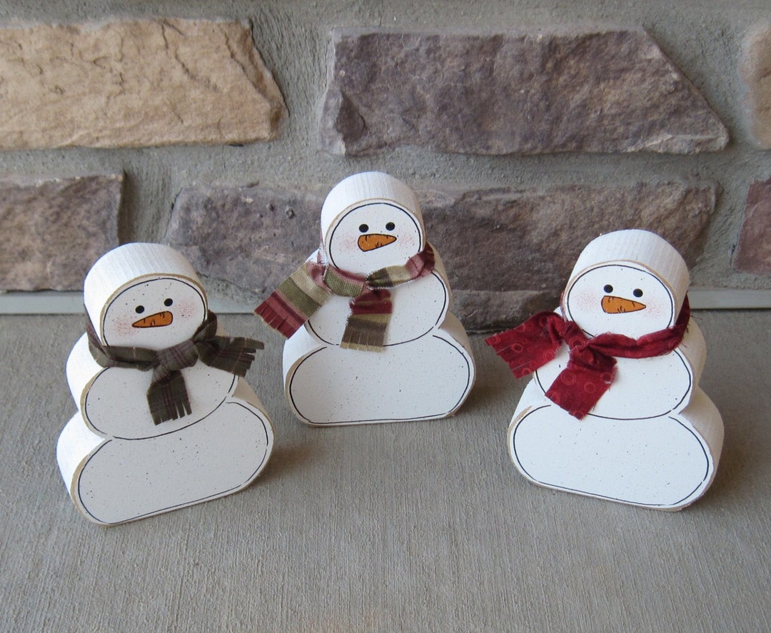3 Free Standing SNOWMAN BLOCK SET for Winter, Christmas, December ...