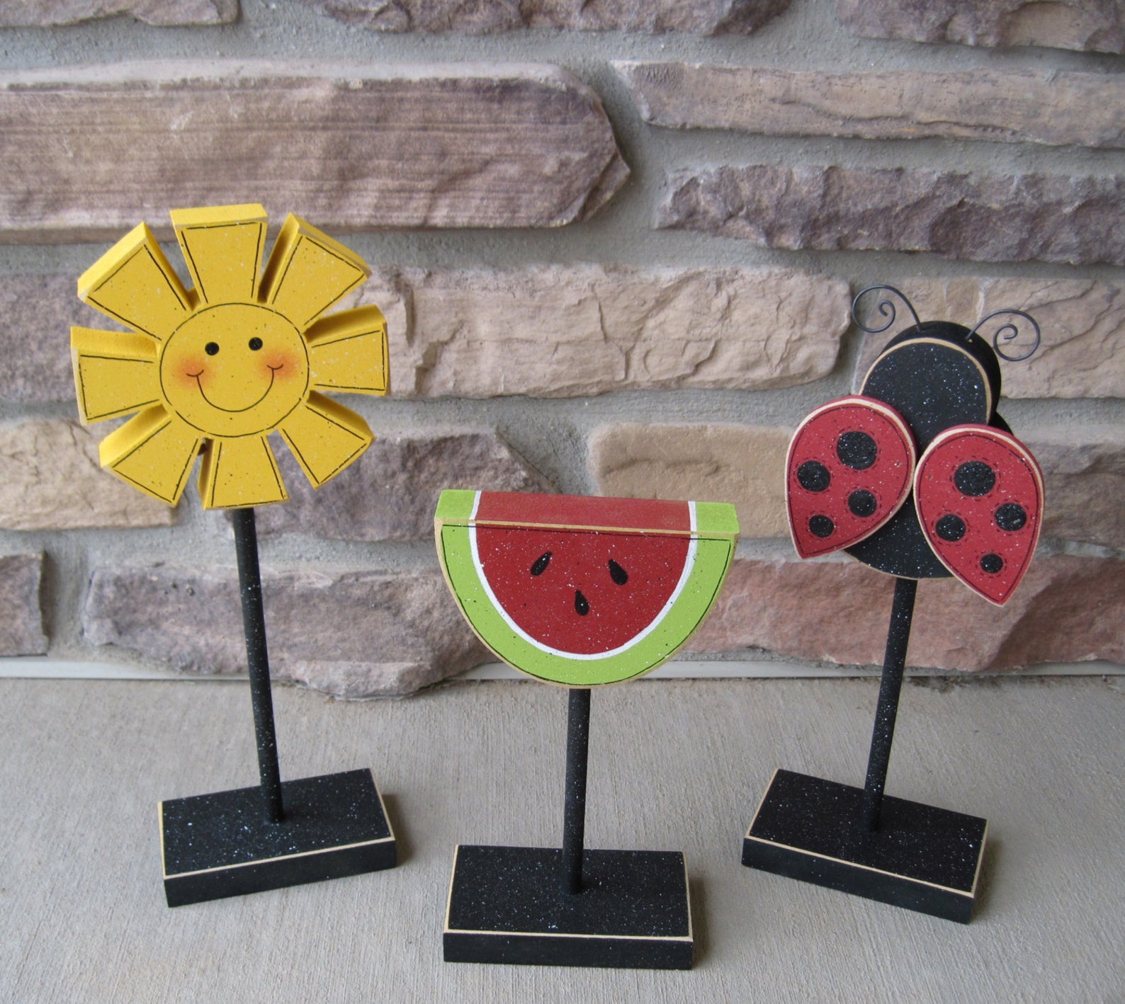 3 Tall Standing SUMMER THEMED Block SET With Sunshine Lady - Etsy