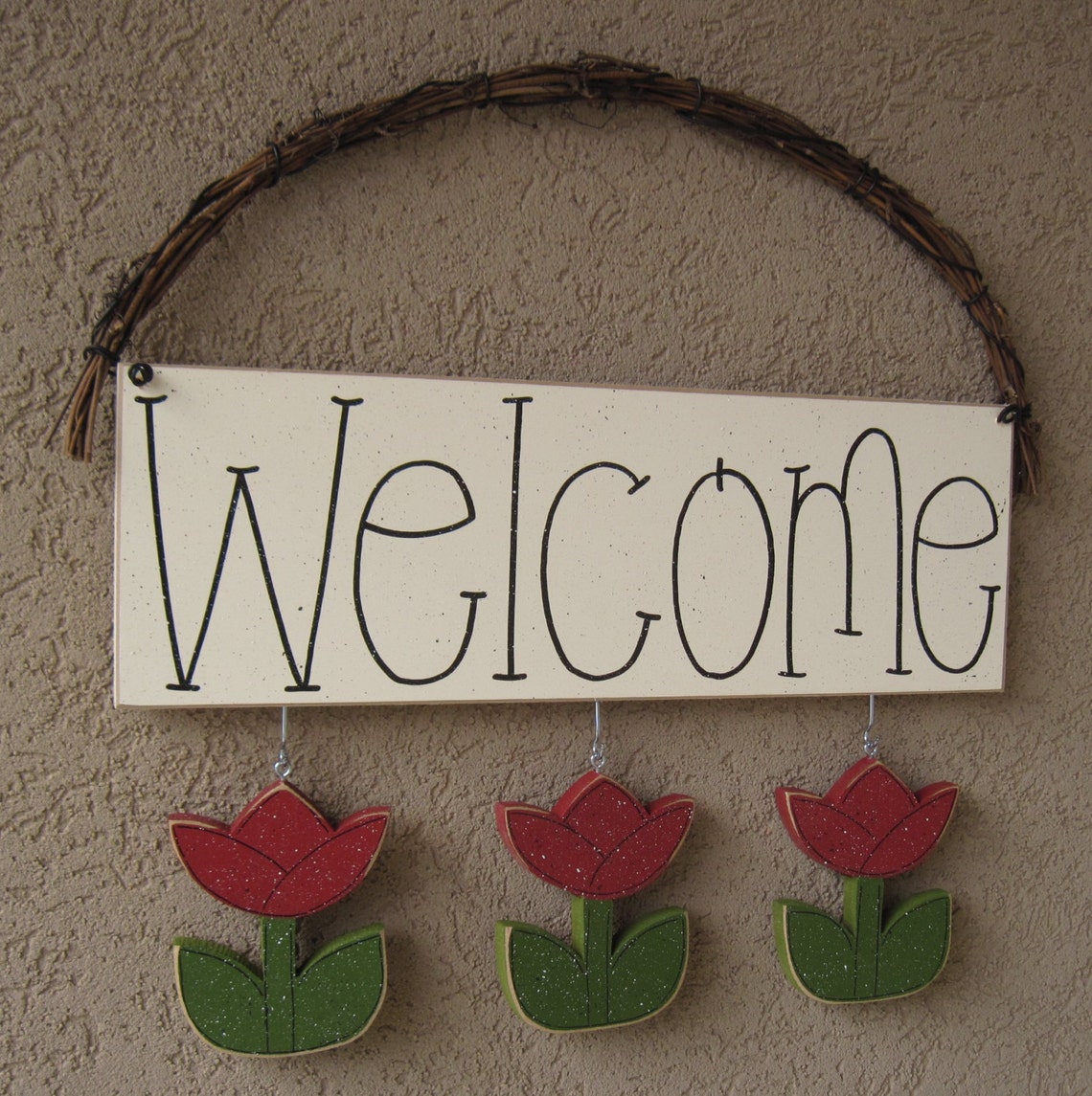 WELCOME SIGN (TULIPS) for Wall and Home Decor - Etsy