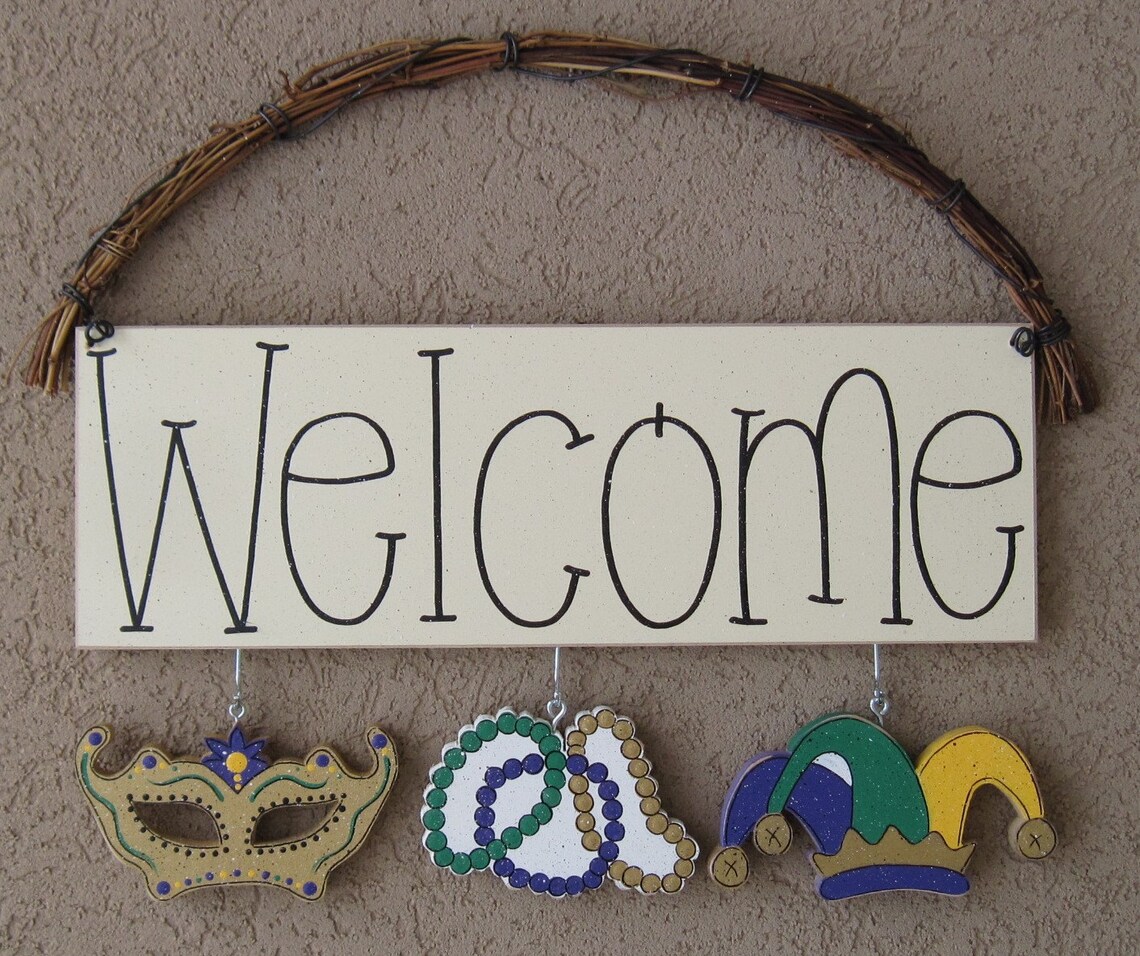 Monthly WELCOME SIGN mardi Gras for Wall and Home Decor - Etsy