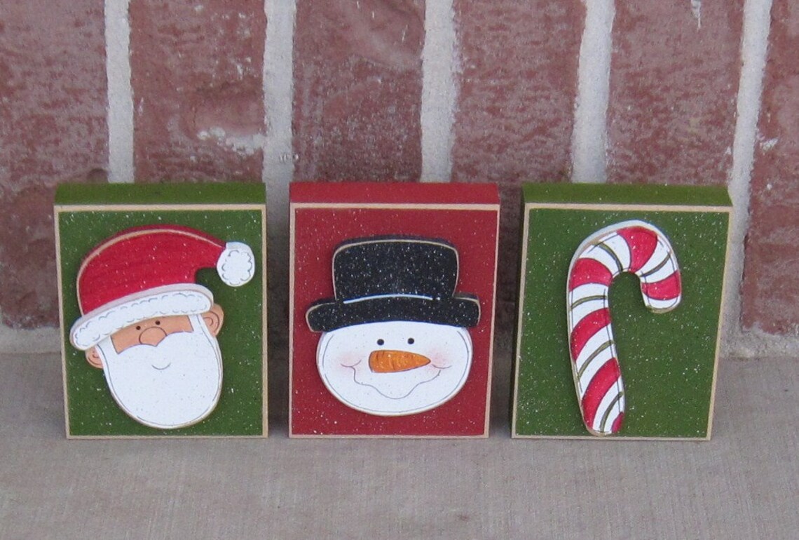 CHRISTMAS BLOCK SET for Christmas, Holiday, Shelf, Desk, Table, Office ...