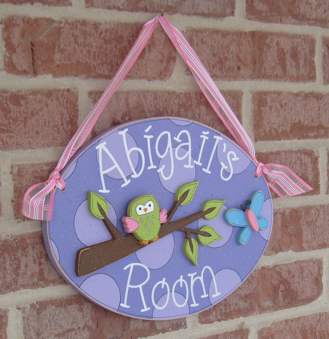 Custom Personalized Name or Word Oval Sign With Bird Owl - Etsy