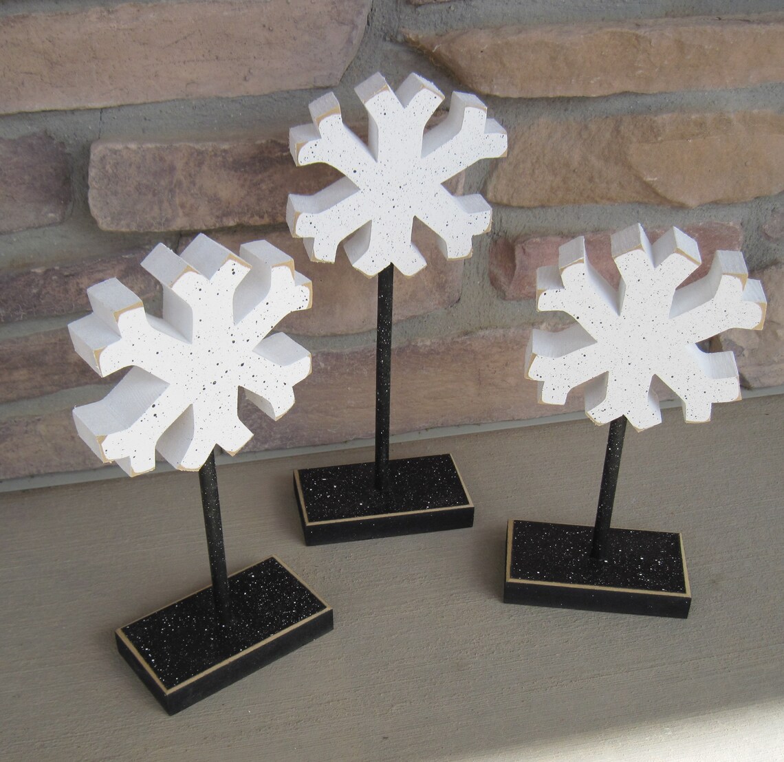 3 Tall Standing SNOWFLAKE THEMED Block SET for Winter Decor - Etsy