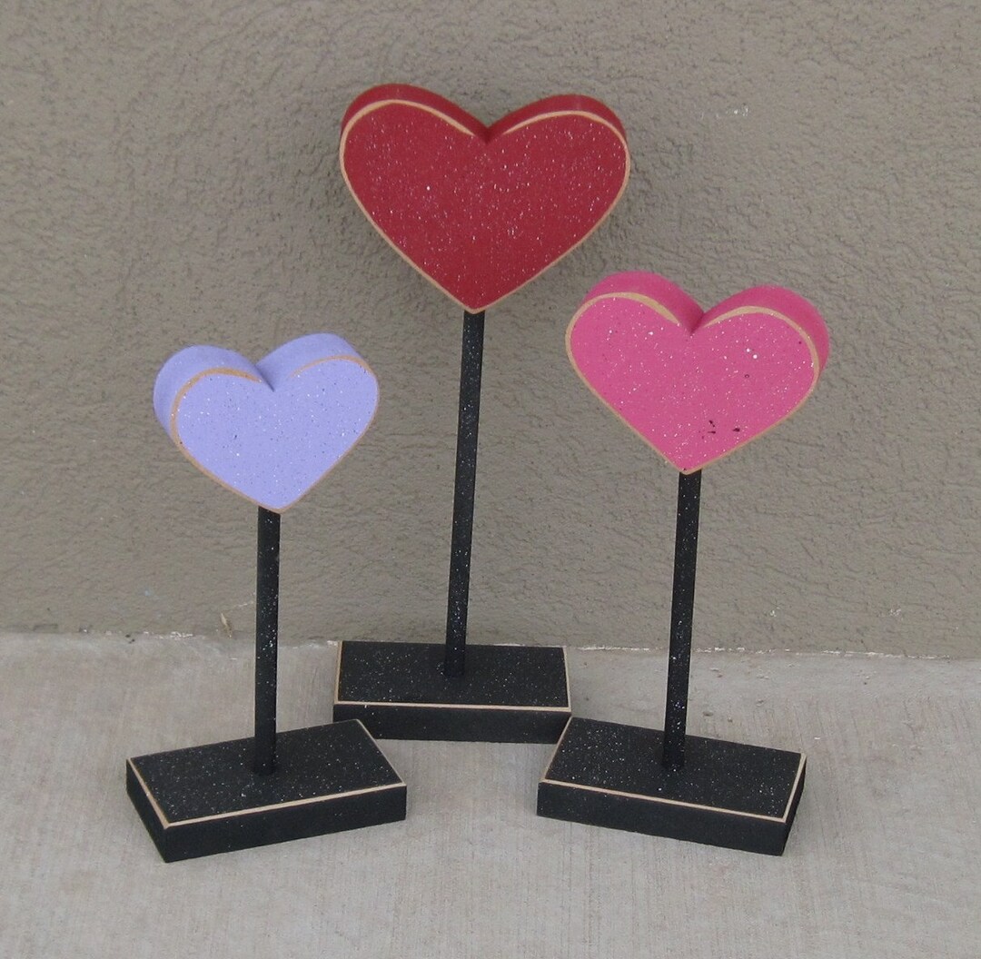 3 Tall Standing Heart Block Set for February, Love, Valentines, Shelf ...