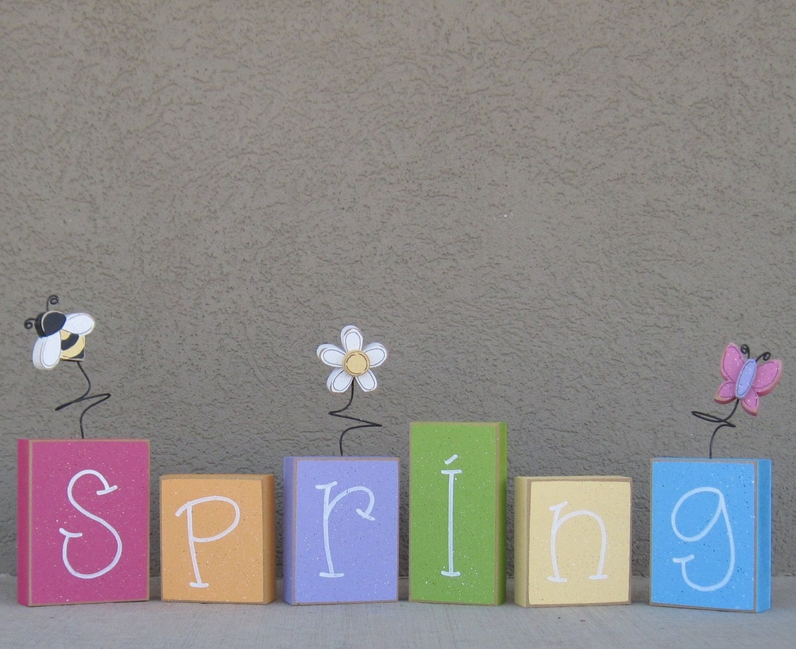 SPRING BLOCK SET for Shelf Mantle Office Seasons Home and - Etsy