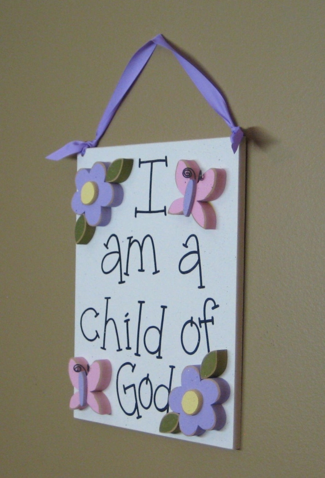 CHILD OF GOD Sign With Purple Daisies and Pink Butterflies for - Etsy